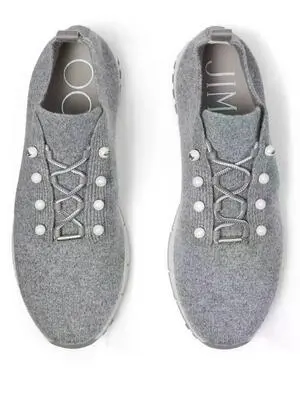 JIMMY CHOO Veles Trainers With Faux-pearl Embellishments