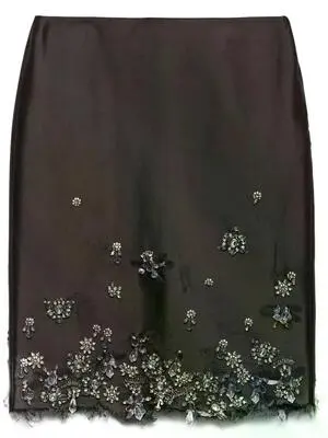 Prada Embroidered Midi Skirt - Grey