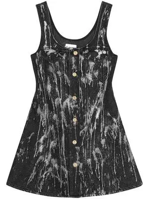 GANNI Brushed-finish Mini Dress - Black