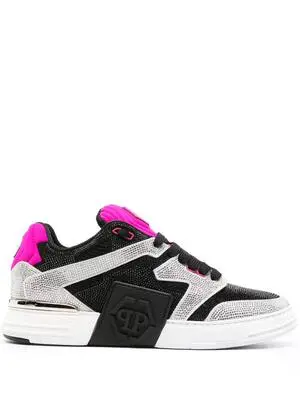 Philipp Plein Crystal-embellished Lace-up Sneakers - Black