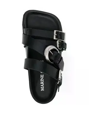 MARINE SERRE Buckled Calf Leather Sandals