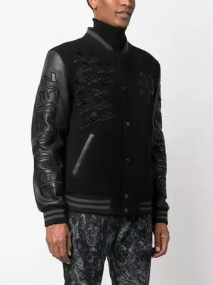 Philipp Plein Gothic Plein Logo-appliqué Varsity Jacket