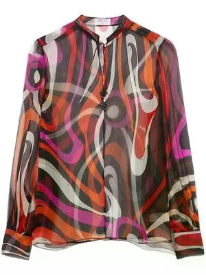 Emilio Pucci Wave-print Silk Blouse