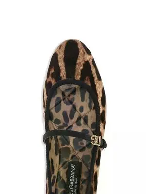 Dolce & Gabbana Logo-buckle Animal Print Ballet Flats - Brown