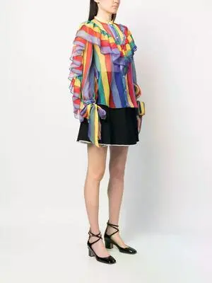 Rochas Striped Ruffle Blouse
