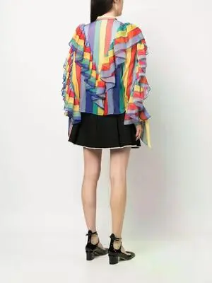 Rochas Striped Ruffle Blouse