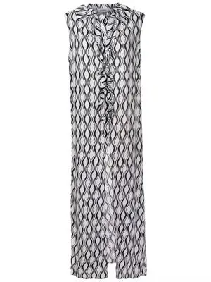 AMIR SLAMA Geometric-print Maxi Dress - Black