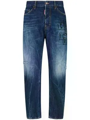 Dsquared2 Icon-print Straight-leg Jeans - Blue