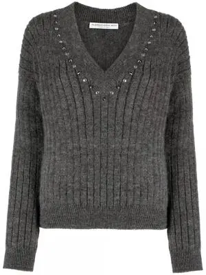 Alessandra Rich Stud-embellished Ribbed-knit Jumper