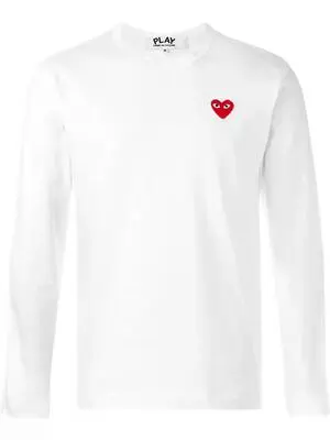 Play Comme Des Garcon Heart Patch Long-sleeved T-shirt - White