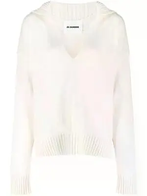 JIL SANDER Knitted Split-neck Jumper - Neutrals
