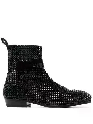 Philipp Plein Crystal-embellished Suede Boots