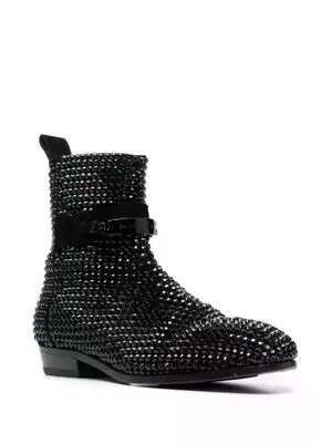 Philipp Plein Crystal-embellished Suede Boots