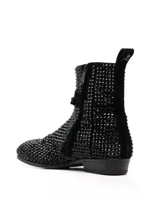 Philipp Plein Crystal-embellished Suede Boots
