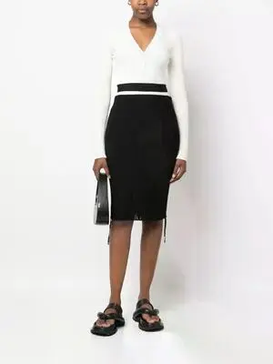 ANDREĀDAMO Ribbed-knit Pencil Skirt - Black