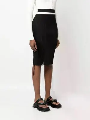 ANDREĀDAMO Ribbed-knit Pencil Skirt - Black