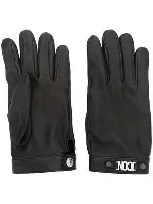 Dsquared2 Logo-plaque Leather Gloves - Black