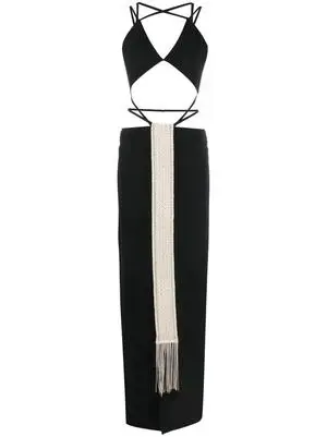 RAYANE BACHA Stone Cut-out Maxi Dress - Black
