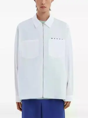 Marni Logo-print Zip-up Cotton Shirt