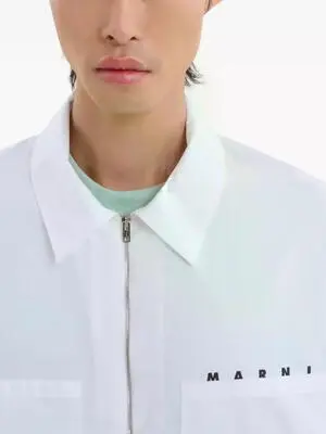 Marni Logo-print Zip-up Cotton Shirt