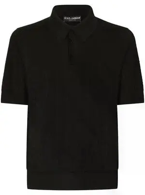 Dolce & Gabbana Monogram-jacquard Silk Polo Shirt