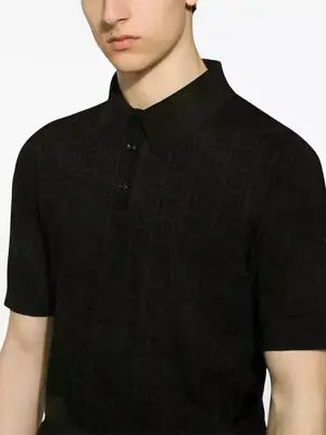 Dolce & Gabbana Monogram-jacquard Silk Polo Shirt