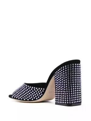 Paris Texas 105mm Crystal-embellished Calf Leather Mules - Black