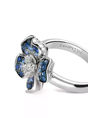 LEO PIZZO 18kt White Gold Diamond And Sapphire Ring - Silver