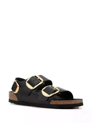 BIRKENSTOCK Milano Leather Flat Sandals - Black