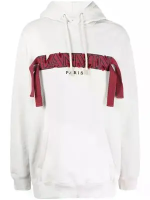 LANVIN Oversized Logo-appliqué Hoodie - Grey