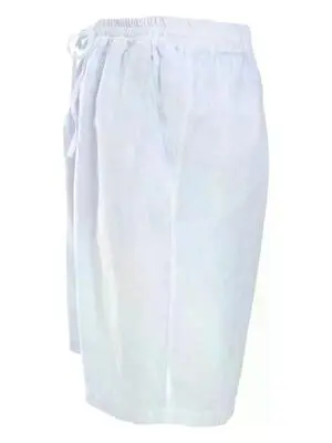 120% Lino Drawstring Pleated Shorts - Blue
