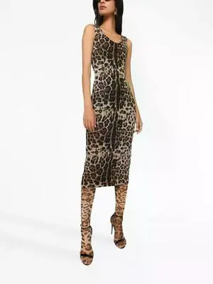 Dolce & Gabbana Leopard-print Sleeveless Midi Dress