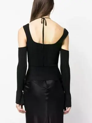 ANDREĀDAMO Cut-out Detail Knitted Top - Black