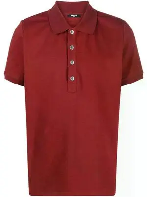 Balmain Monogram-pattern Piqué Polo Shirt - Red