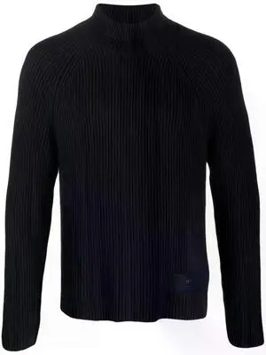 AMI Paris Logo-patch Ribbed-knit Jumper