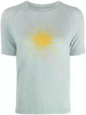 BARRIE Sun-motif Cashmere Top - Blue