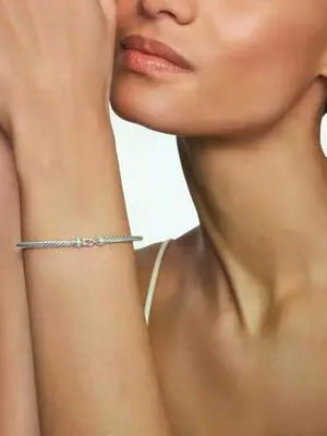 David Yurman Sterling Classic Cable Diamond Buckle Bracelet