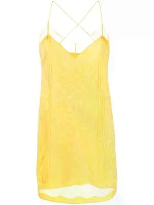 Zadig&Voltaire Lace-trim Silk-jacquard Minidress - Yellow