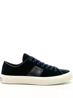 TOM FORD Cambridge Crocodile-effect Leather Sneakers - Blue