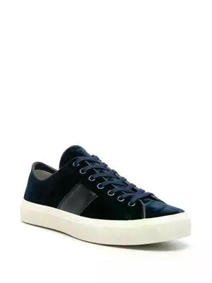 TOM FORD Cambridge Crocodile-effect Leather Sneakers - Blue