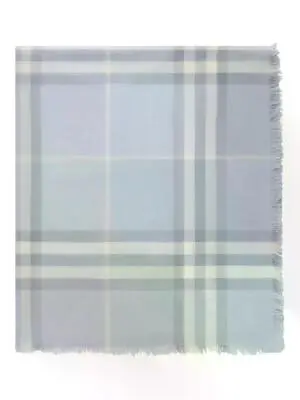 Burberry Checked Wool Scarf - Blue