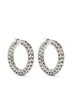Amina Muaddi Jahleel Crystal-embellished Hoop Earrings - Silver