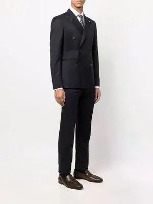 Tagliatore Fitted Double-breasted Suit - Blue