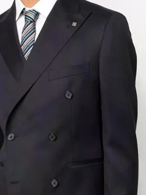 Tagliatore Fitted Double-breasted Suit - Blue