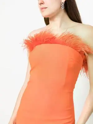 Patrizia Pepe Feather-trim Strapless Mini Dress