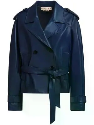 Marni Double-breasted Leather Jacket - Blue