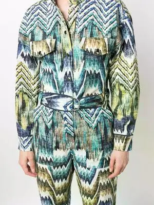 Chufy Patterned Belted Jumpsuit