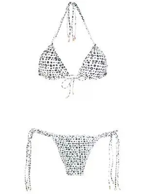 AMIR SLAMA Polka Dot-print Triangle Bikini - Neutrals