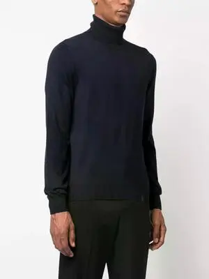 FAY Roll-neck Virgin Wool Sweater - Blue
