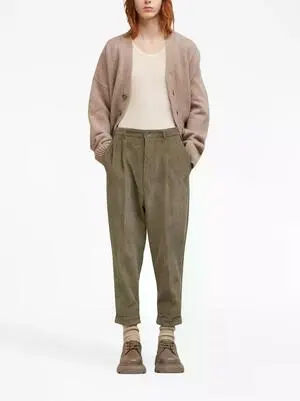AMI Paris Corduroy Box-pleated Tapered Trousers - Brown